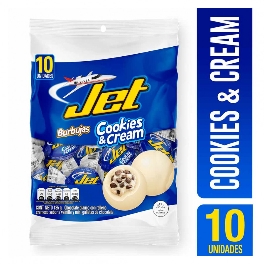 Burbujas Jet cookies and cream Bolsa X 102 Und 13.5gr